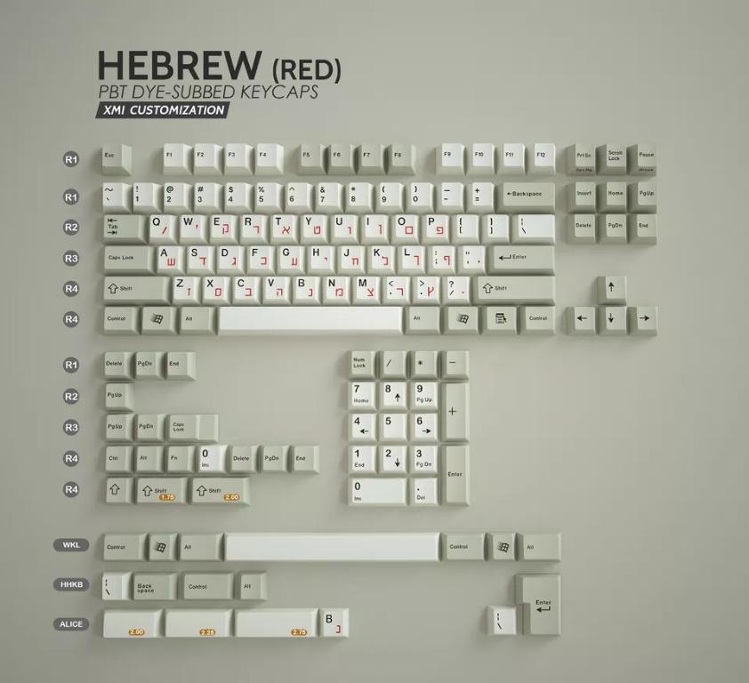 xmi red hebrew keycaps, Computers & Tech, Parts & Accessories, Computer ...