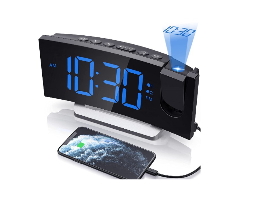 13848) Clock Radios, Projection Alarm Clock with 0-100% Dimmer and FM ...