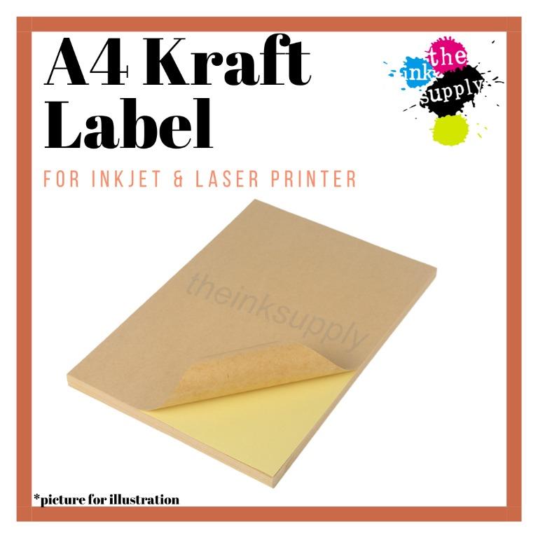 A4 KRAFT Label Sticker Paper Sheets for Address Labels, Shipping Labels ...