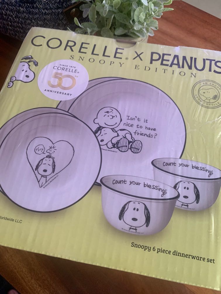 Brand new Corelle x Peanuts Snoopy 50th Edition 6pcs set, Furniture ...