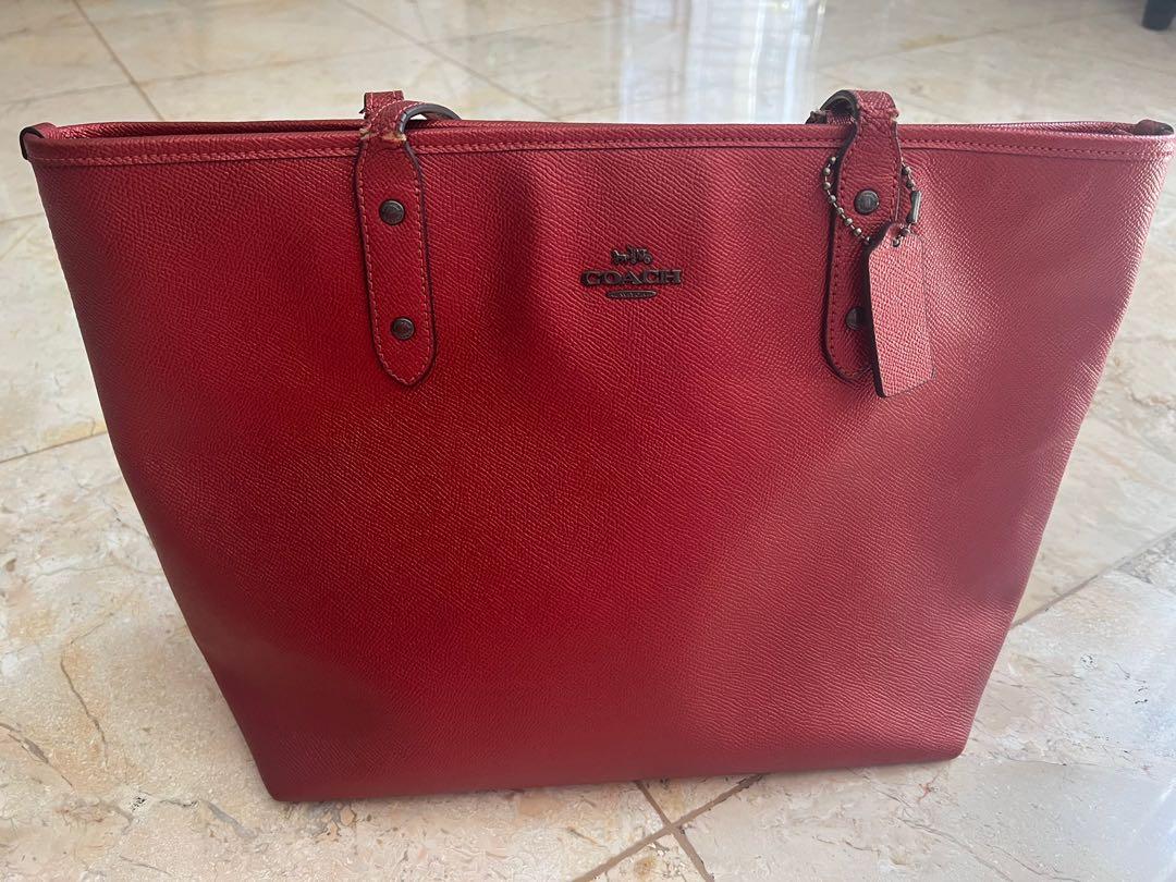 Coach tote bag merah original, Barang Mewah, Tas & Dompet di Carousell