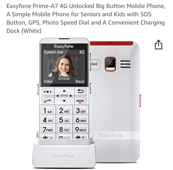 Easyfone Prime-A7 4G Unlocked Big Button Mobile Phone, A Simple Mobile ...