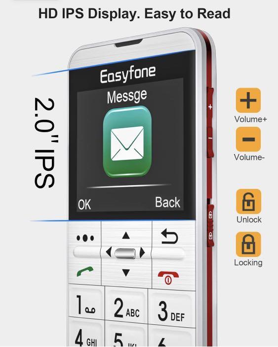 Easyfone Prime-A7 4G Unlocked Big Button Mobile Phone, A Simple Mobile ...