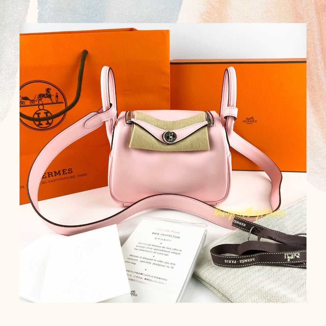 Hermes Mini Lindy Sakura Pink Swift Palladium hardware Stamp Z, Luxury ...