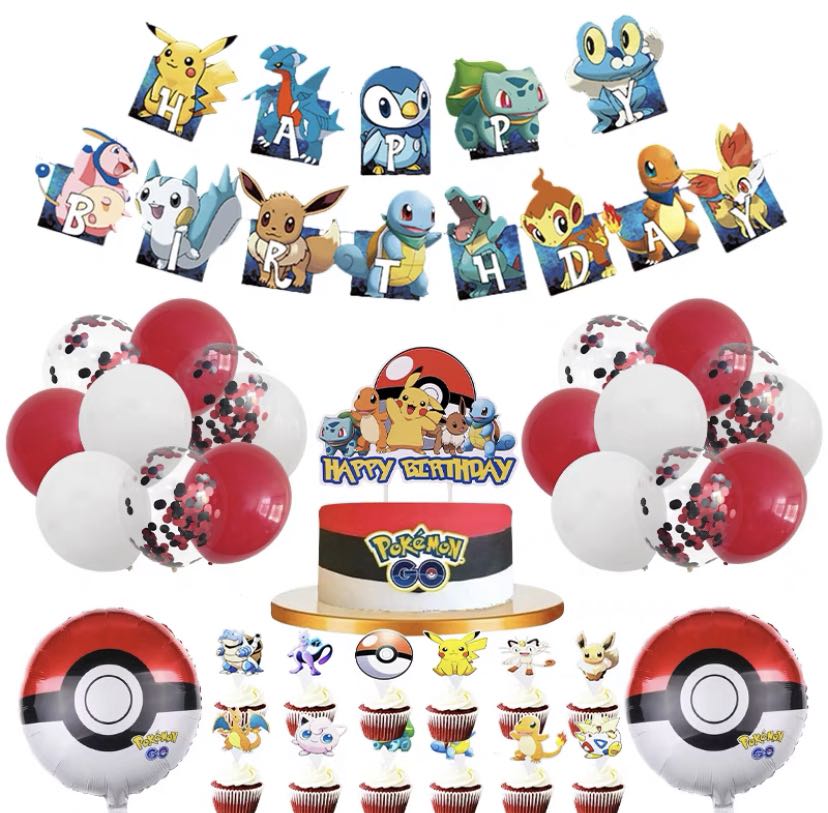 (In Stock)Pokemon Theme Birthday Deco Set, Hobbies & Toys, Stationery ...