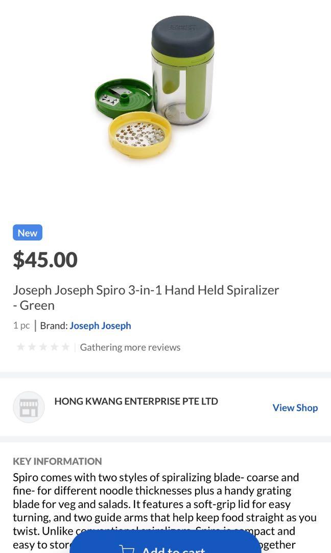 Joseph Joseph Spiro 3 in 1 Hand Held Spiralizer, Furniture & Home ...