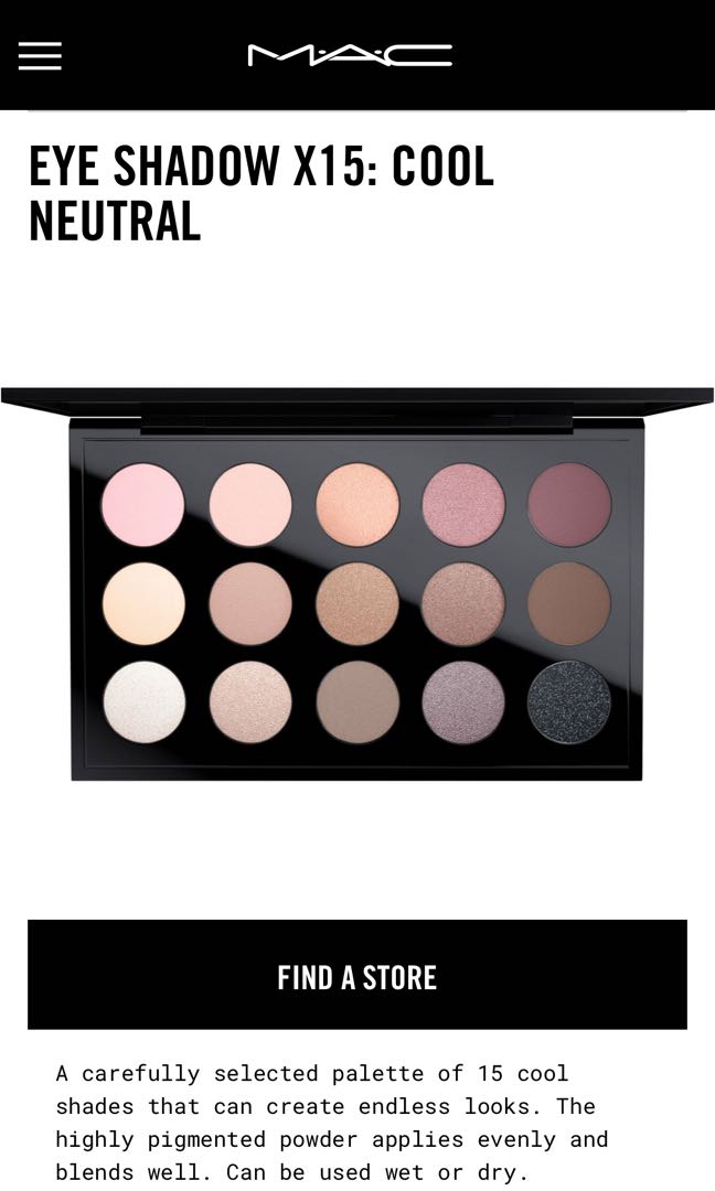 MAC Eyeshadow x 15 Cool Neutral, Beauty & Personal Care, Face, Makeup ...