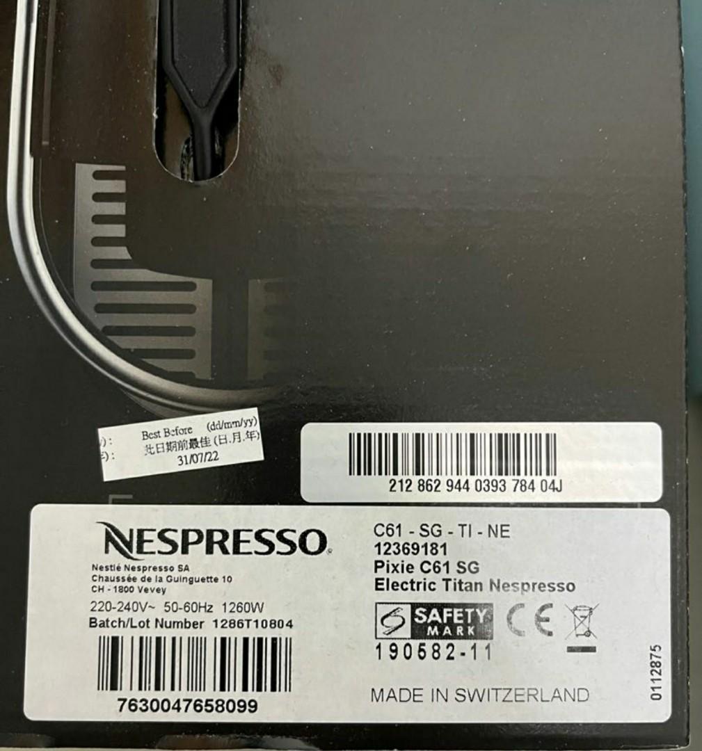 Nespresso C61 Pixie 粉囊咖啡機 （鈦金屬色）, 家庭電器, 廚房電器, 咖啡機及咖啡壺 - Carousell