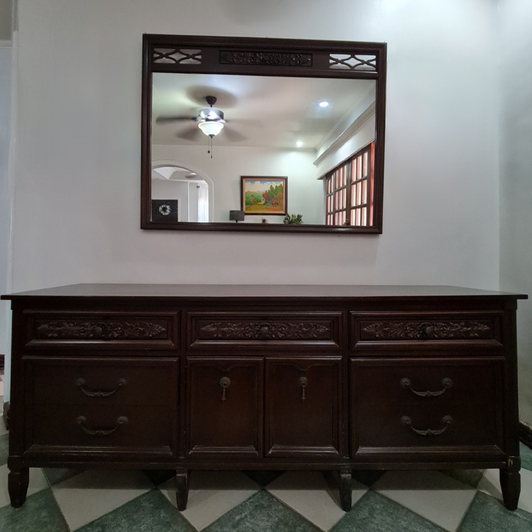 Permacraft Furniture Console Table with 9 Drawers and a Mirror ...