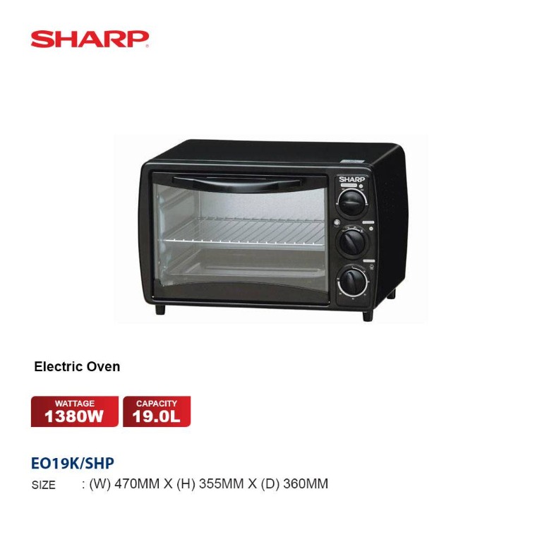 Sharp New Electric Oven 19L EO-19K , Compact and space saving wide door ...