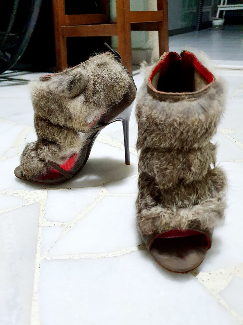 Super RARE! Furry heels!!, Women's Fashion, Footwear, Heels on Carousell
