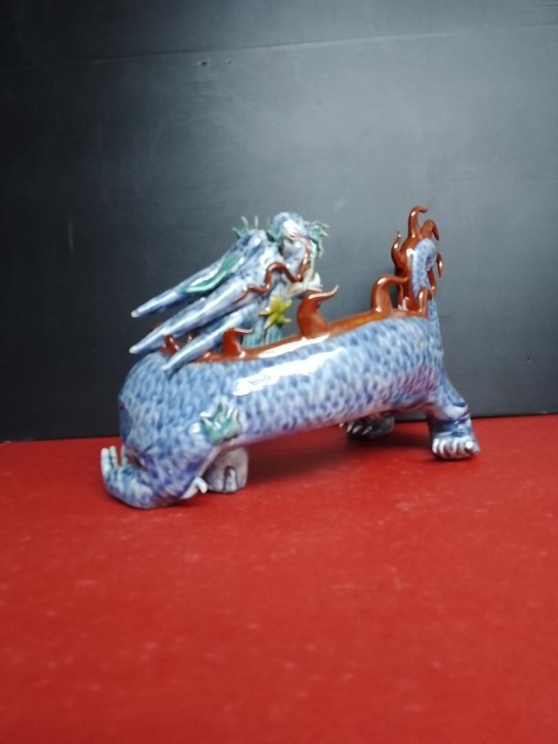 Vintage 60's Fine Porcelain Blue and White Dragon Figurine., Hobbies ...