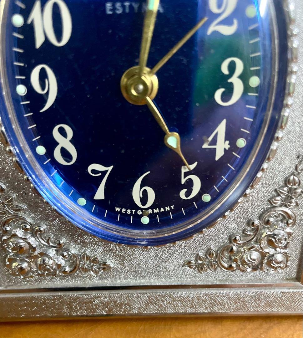 Vintage West German " ESTYMA " Table Mechanical Alarm Clock 9x3x11cms ...