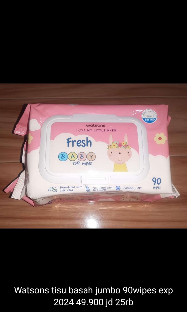 Watsons tissu basah jumbo 90wipes, Bayi & Anak, Lainnya di Carousell