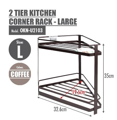 2 Tier Kitchen Corner Rack (H145), Furniture & Home Living, Kitchenware ...
