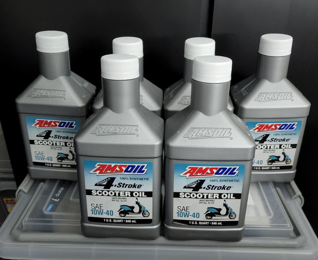 6 bottles AMSOIL Scooter Oil 10W-40 100% Synthetic engine oil 946 mL ...