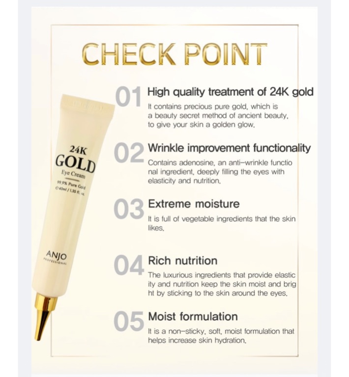 ANJO 24k GOLD PRIME EYE CREAM, Beauty & Personal Care, Face, Face Care ...