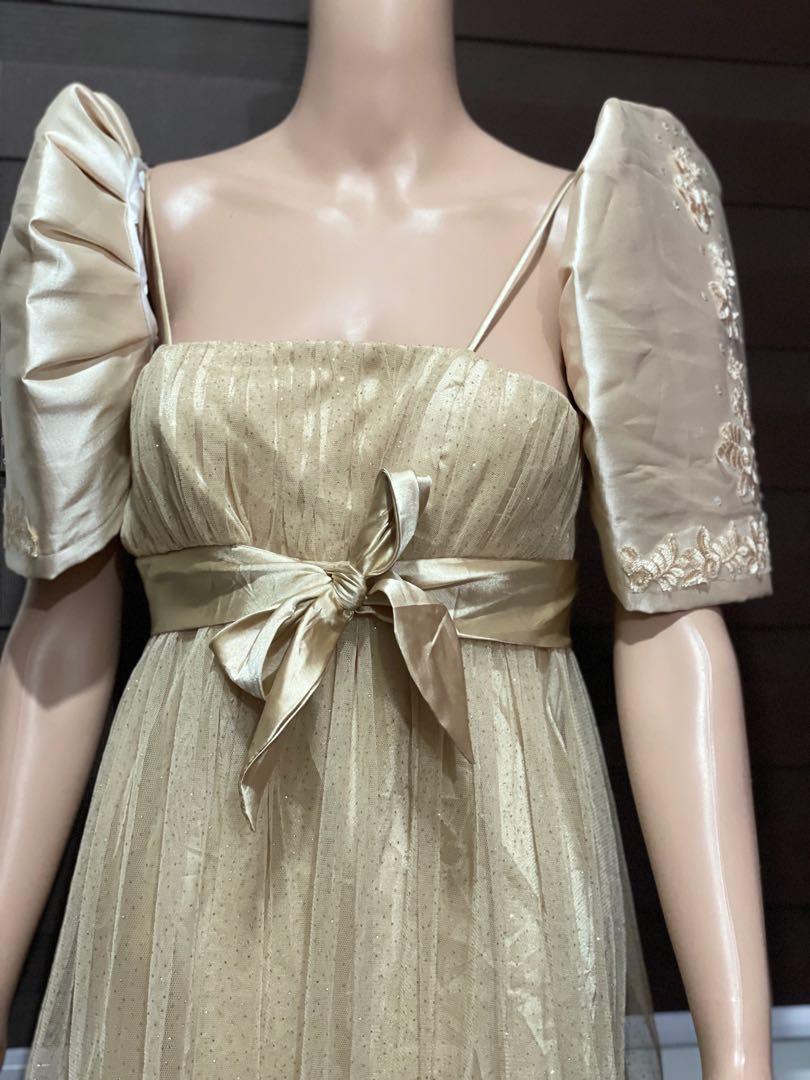 Beige Filipiniana Dress, Women's Fashion, Dresses & Sets, Dresses on ...