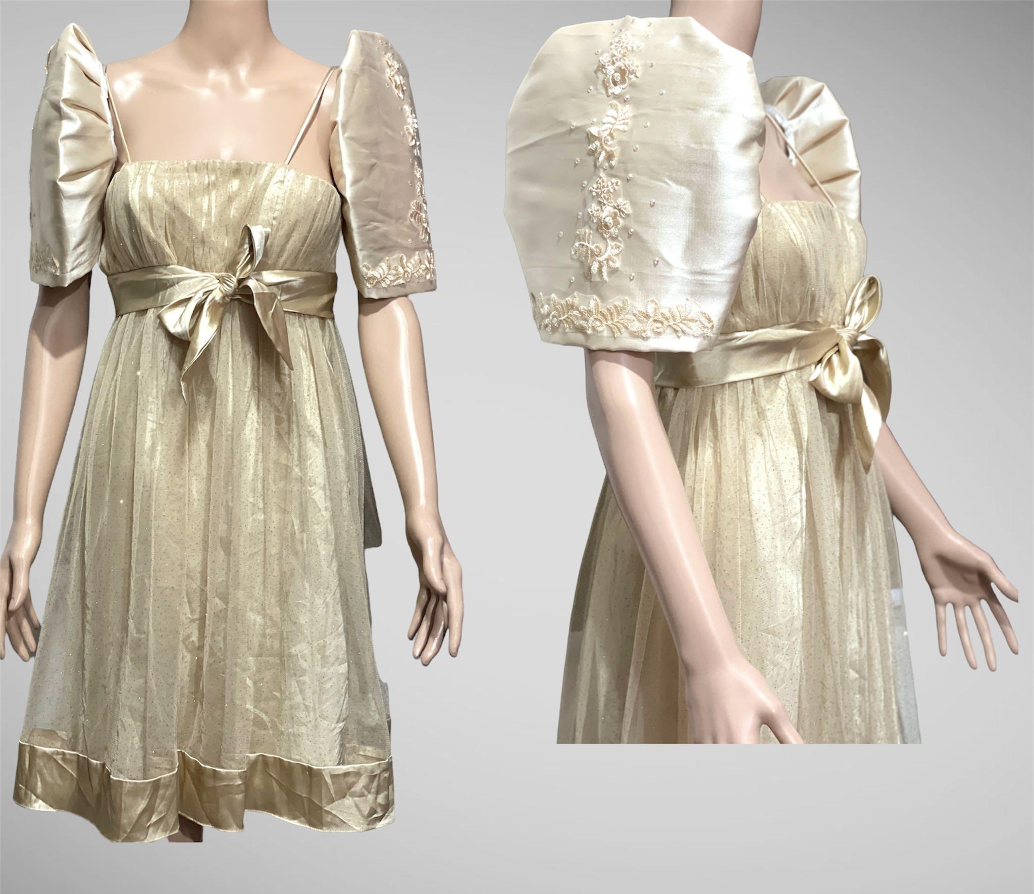 Beige Filipiniana Dress, Women's Fashion, Dresses & Sets, Dresses on ...