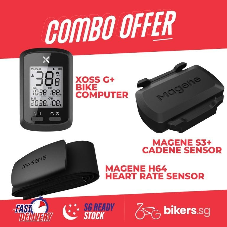 [Bundle Deal] XOSS G+ / G Plus GPS Bike Computer, MAGENE S3+ Speed Cadence Sensor (2-in-1) and ...