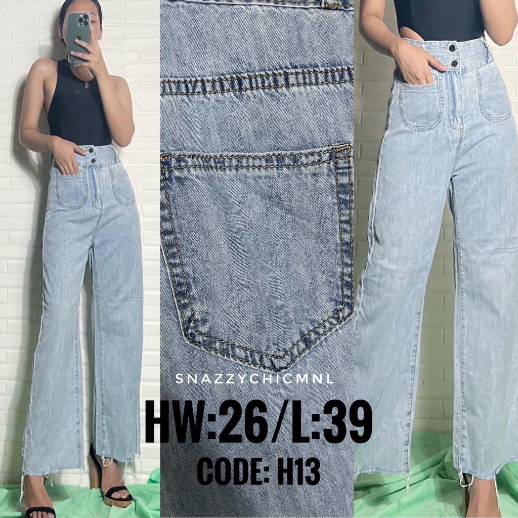 Denim squarepants, Women's Fashion, Bottoms, Jeans on Carousell