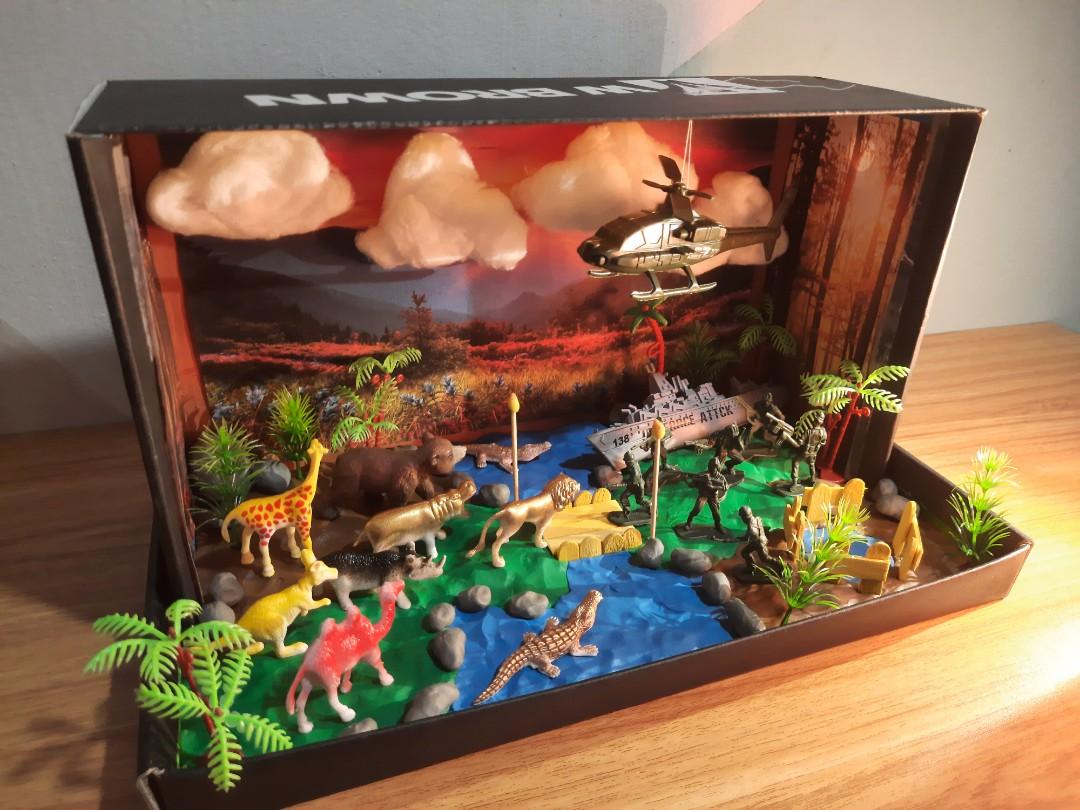 Diorama Animals Vs. Human Theme, Hobbies & Toys, Toys & Games on Carousell
