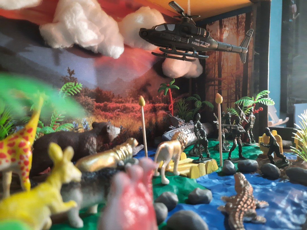 Diorama Animals Vs. Human Theme, Hobbies & Toys, Toys & Games on Carousell