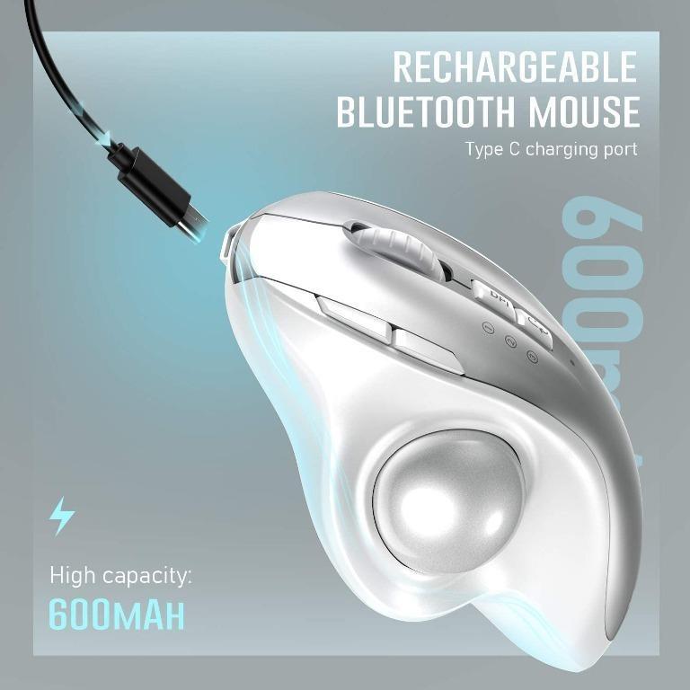JellyComb MT50 Wireless Trackball Mouse, 2.4G USB Bluetooth Ergonomic ...