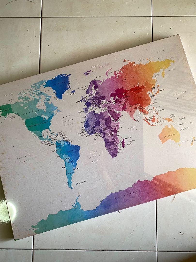 KAISON WORLD MAP, Furniture & Home Living, Home Decor, Wall Decor on ...