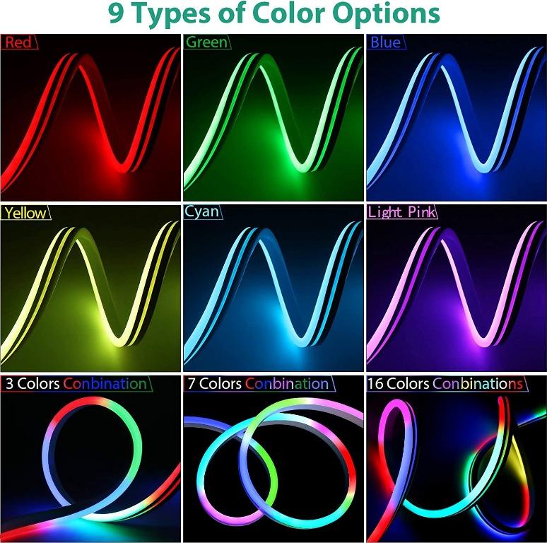 Lamomo RGBIC Led Neon Rope Light,24V Color Chasing Effect Led Neon Flex ...