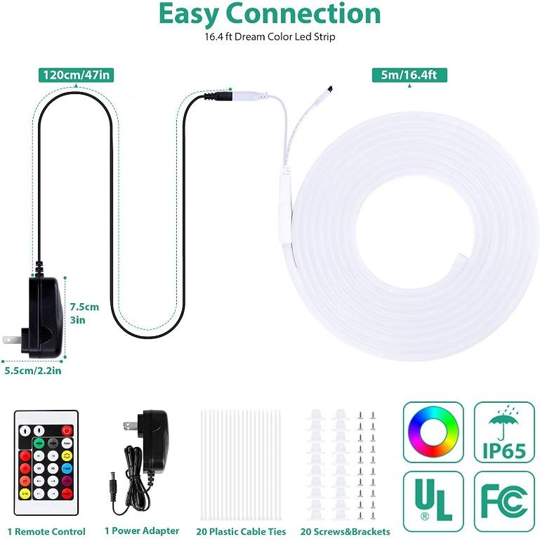 Lamomo RGBIC Led Neon Rope Light,24V Color Chasing Effect Led Neon Flex ...