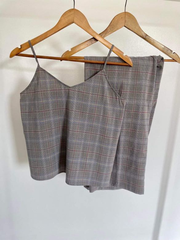 Plaid COORDS Cami and Culottes Set | GTWFAB | Coordinates | Terno | Co ...