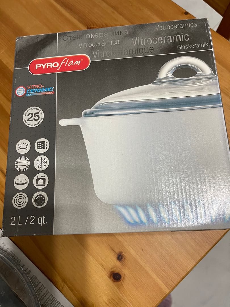 Pyroflam Vitro 2 litres Ceramic Pot with Pyrex glass Steamer set ...