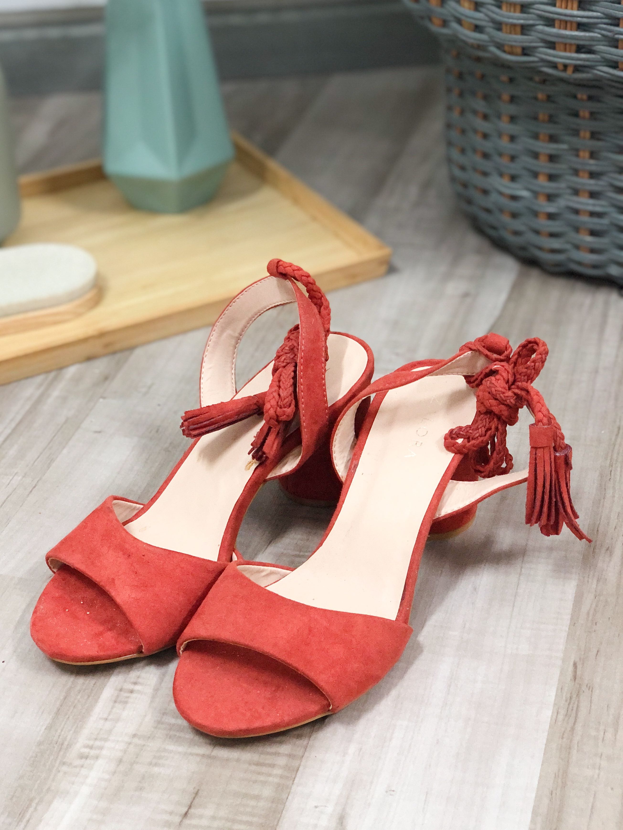 Rust orange lace up heels, Women's Fashion, Footwear, Heels on Carousell