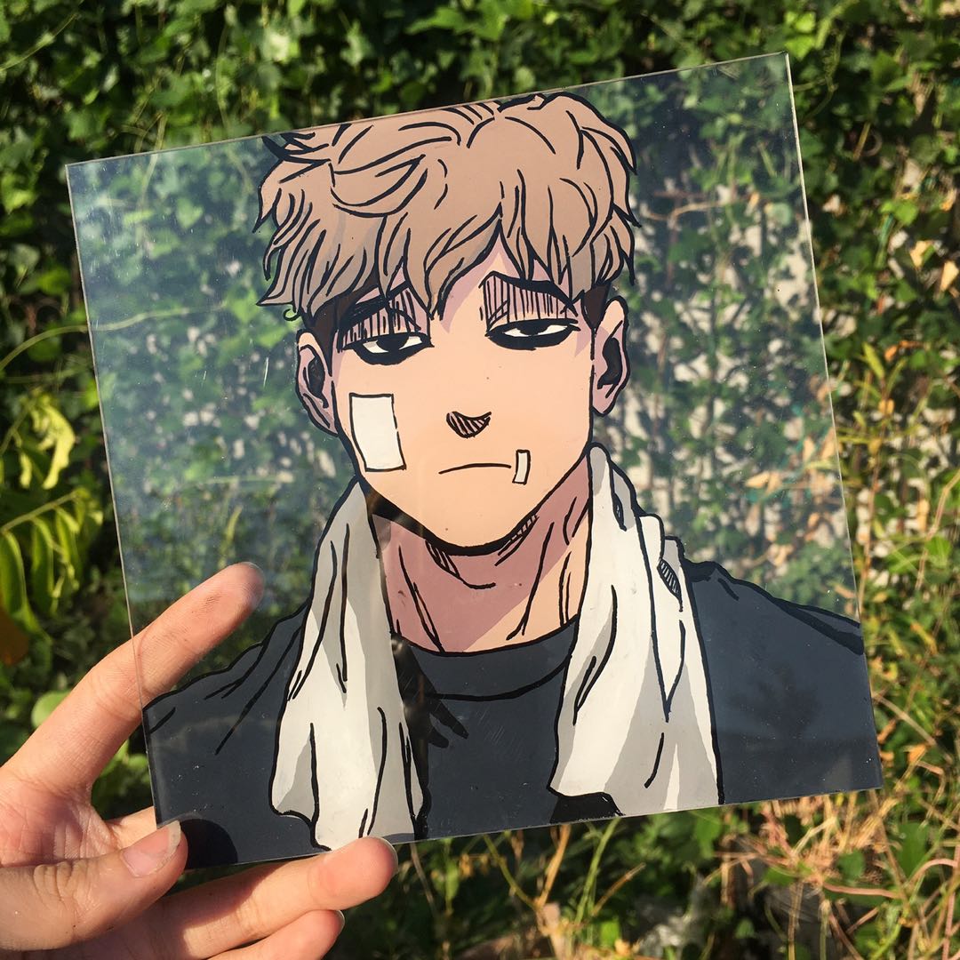 Sangwoo Glass Painting | Killing Stalking, Hobbies & Toys, Memorabilia ...