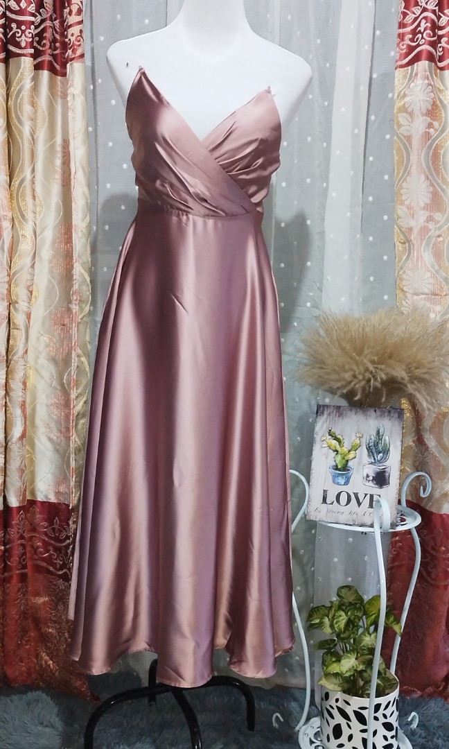 SHE IN SATIN DRESS, Women's Fashion, Dresses & Sets, Dresses on Carousell