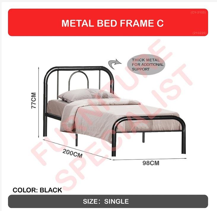 SINGLE METAL BED FRAME/PULLOUT BED (C82), Furniture & Home Living ...