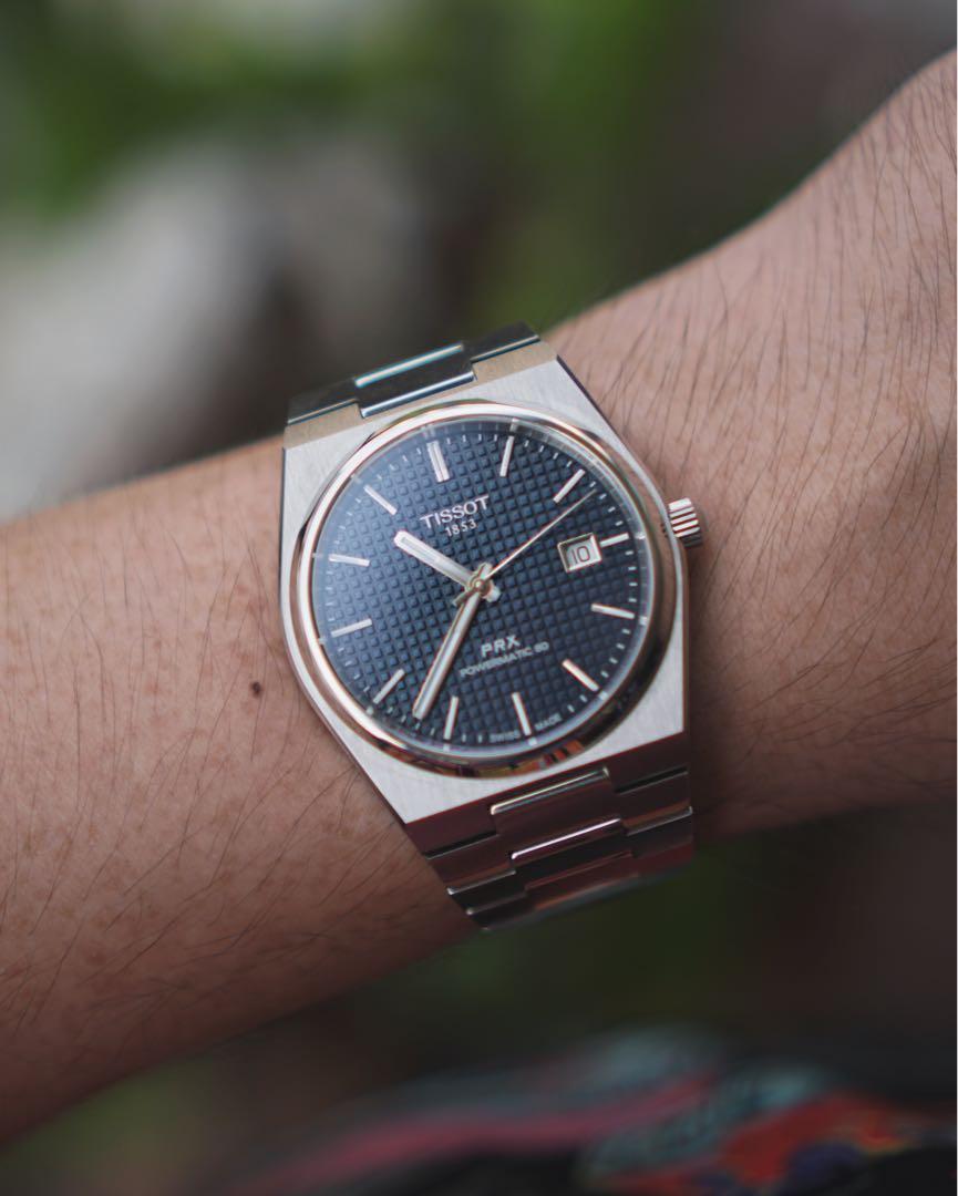 Tissot PRX Automatic Blue Waffle Dial, Luxury, Watches on Carousell
