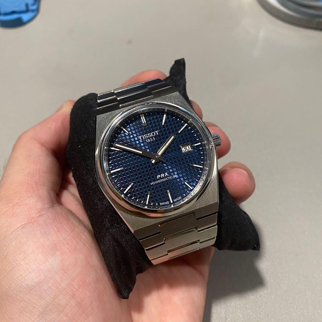 Tissot PRX Automatic Blue Waffle Dial, Luxury, Watches on Carousell