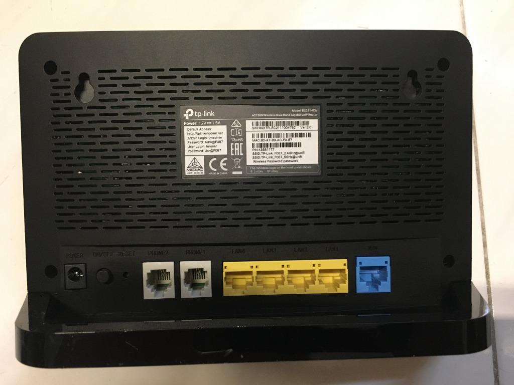 Unifi Router - TP-Link AC1200 EC221-G3v Wireless Dual Band Gigabit VoIP ...