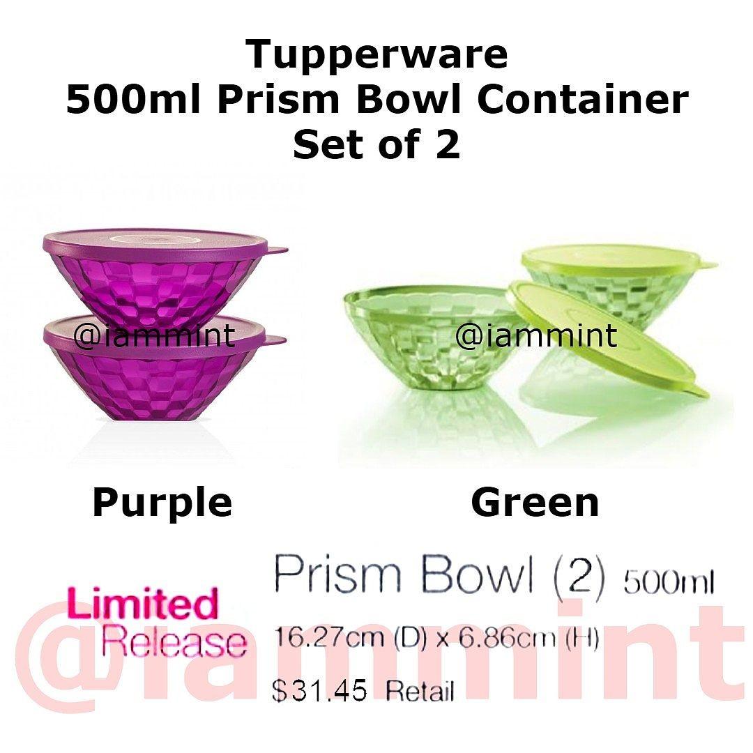 Tupperware 500 ml Elegant Prism Round Serving Bowl Container Set of 2 ...