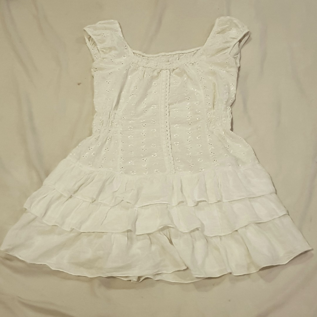 White romantic frilly dress ( Vintage , Coquette), Women's Fashion ...