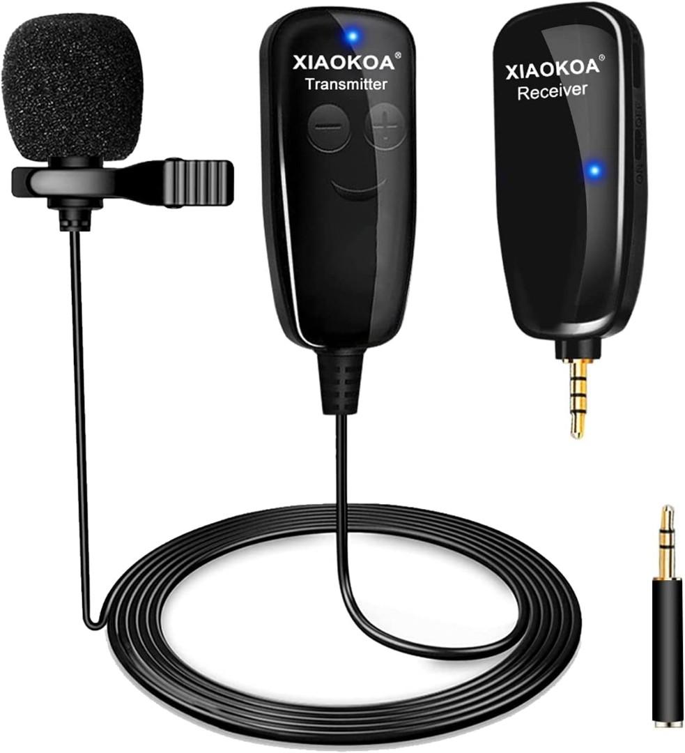XIAOKOA Wireless Lavalier Microphone, 2.4G Wireless Microphone System ...