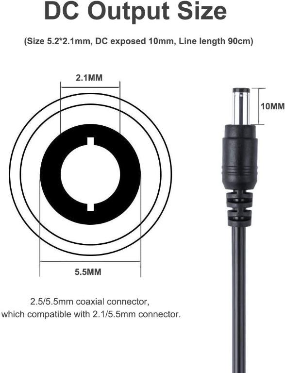 12V 5A Power Supply Adapter AC 100-240V to DC 12V 60W Adapter Universal ...