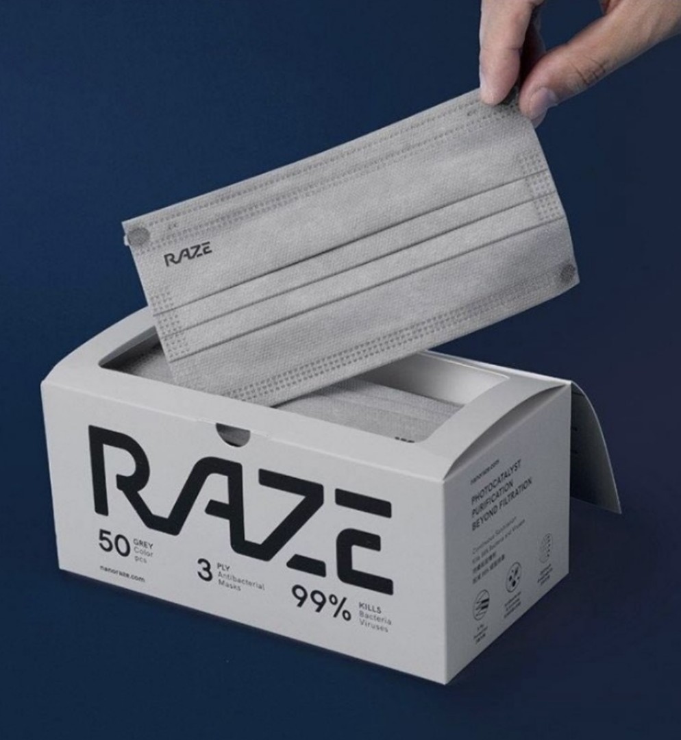全新末開 raze 光觸媒 口罩 mask 獨立包裝, 健康及營養食用品, 口罩、面罩 - Carousell
