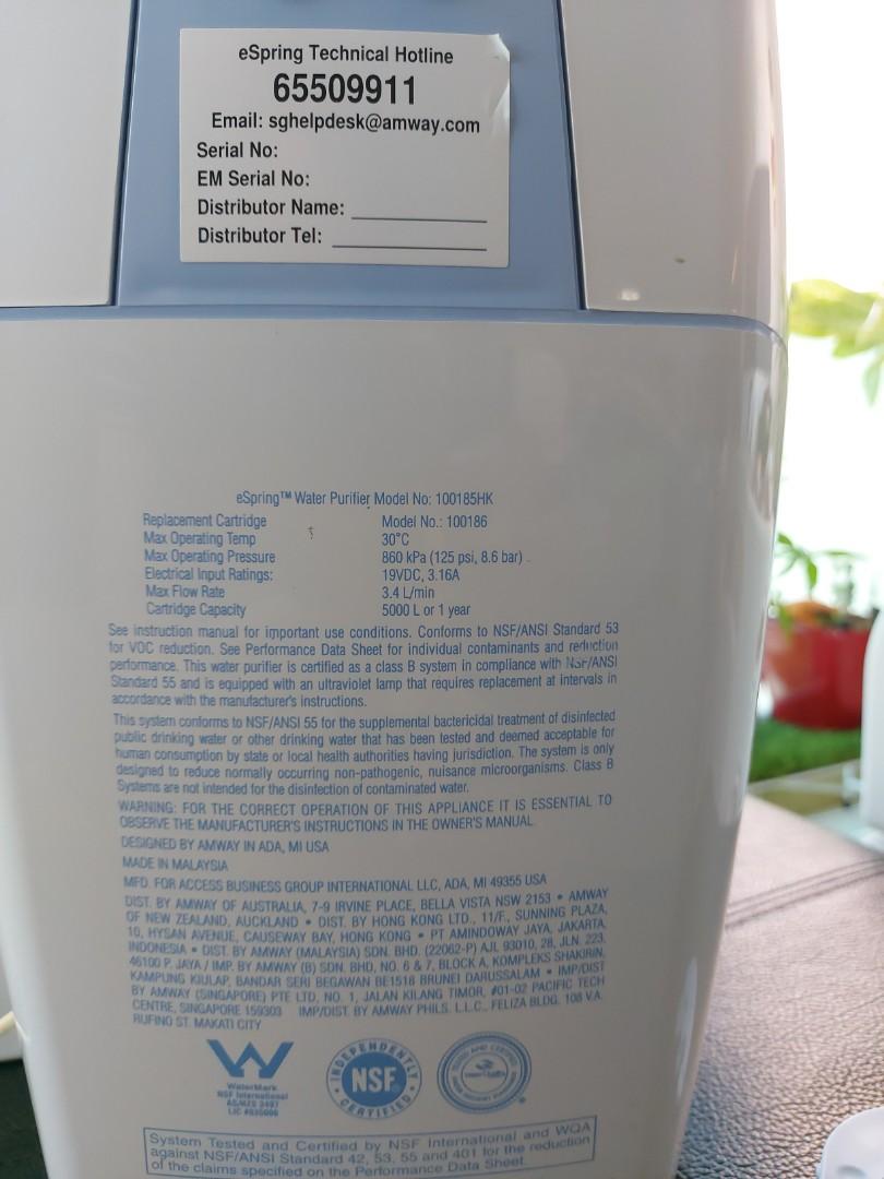 Amway eSpring water purifier, TV & Home Appliances, Kitchen Appliances ...