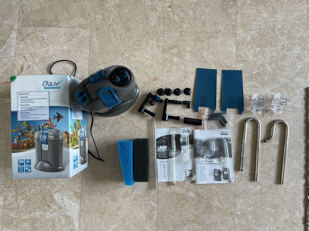 Aquarium filter OASE FILTOSMART 100 with steel & glass lily pipes, Pet ...