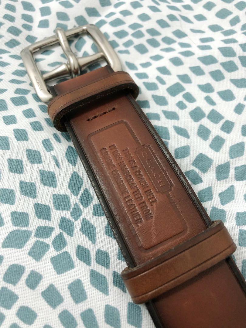 Authentic COACH BLEECKER story patch belt MAHOGANY 32MM, Men's Fashion ...