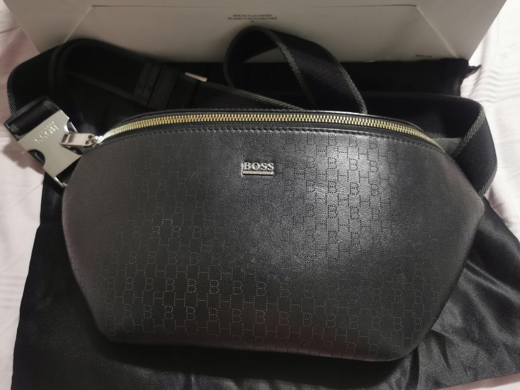 Hugo Boss Full Leather Bum Bag (Big) , Luxury, Bags & Wallets on Carousell
