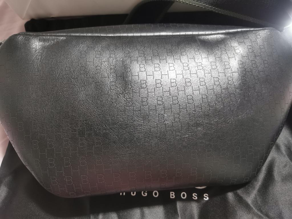 Hugo Boss Full Leather Bum Bag (Big) , Luxury, Bags & Wallets on Carousell